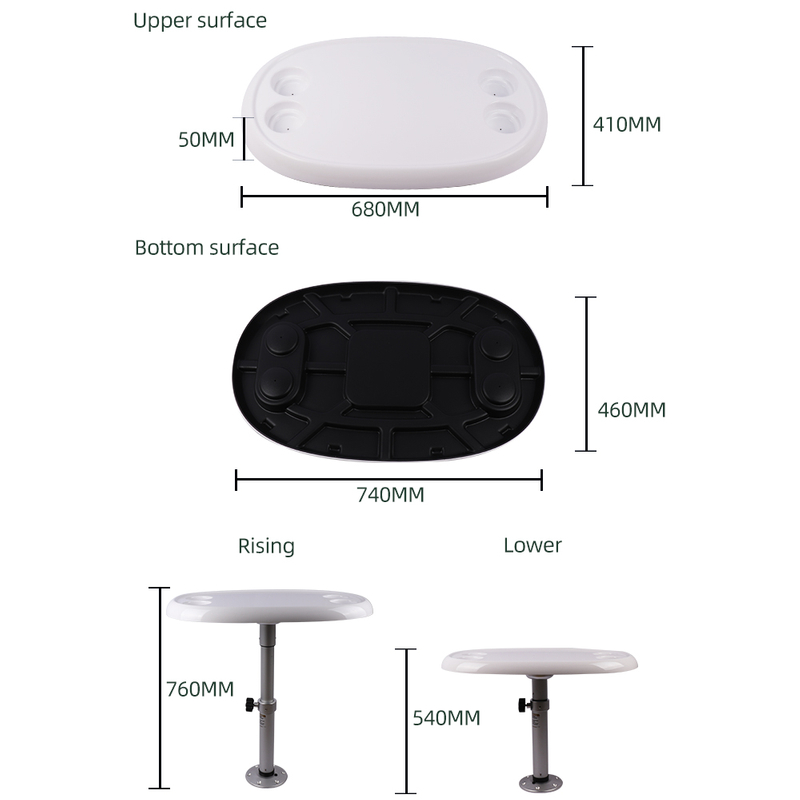 HT-M01LS+HT-BSO Marine and Campervan Removable Stowable Table System ...